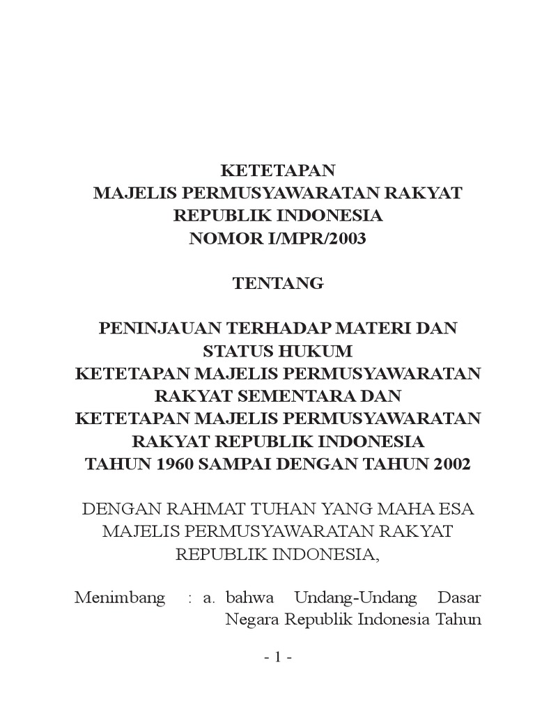 Tap MPR I MPR 2003 | PDF | Hukum
