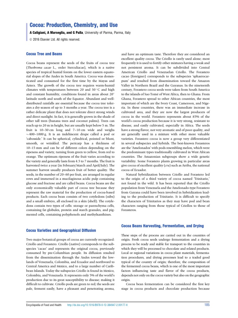 Cocoa Production, Chemistry, and Use | Download Free PDF | Chocolate ...