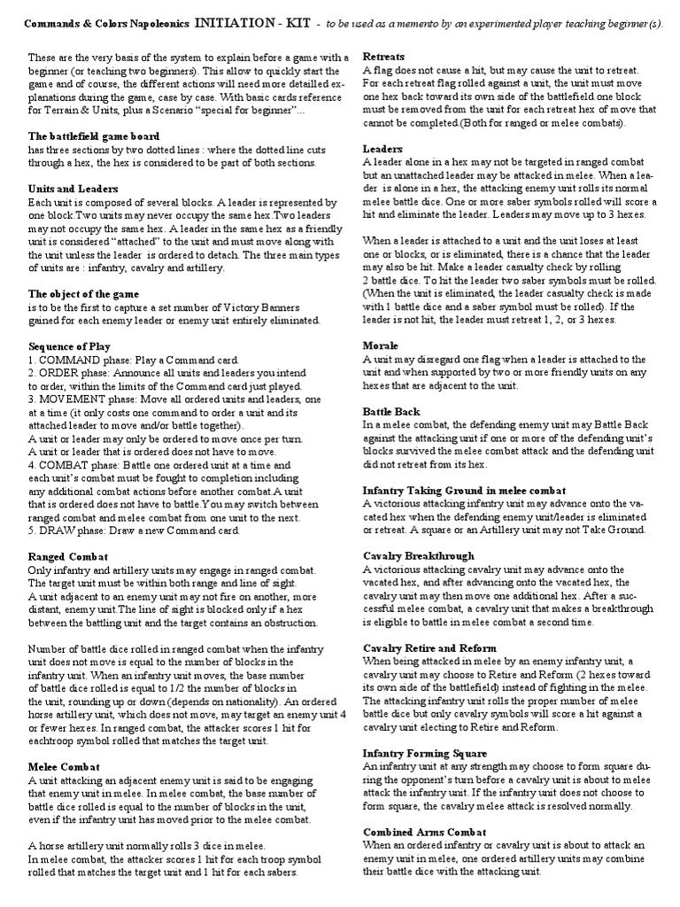Command & Colors Napoleonics Guide | PDF | Infantry | Wars & Military