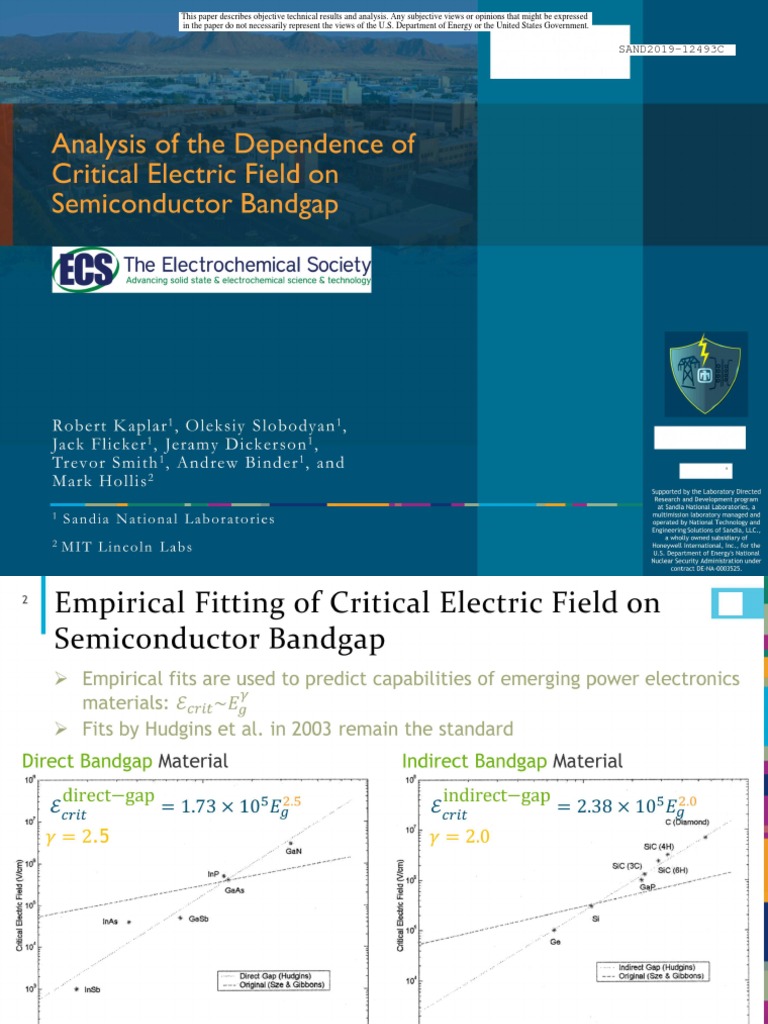 Analysis of The Dependence of Critical Electric Field On Semiconductor ...