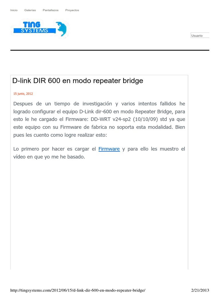 Configuración D-Link DIR-600 como Repetidor | PDF | Red de computadoras ...