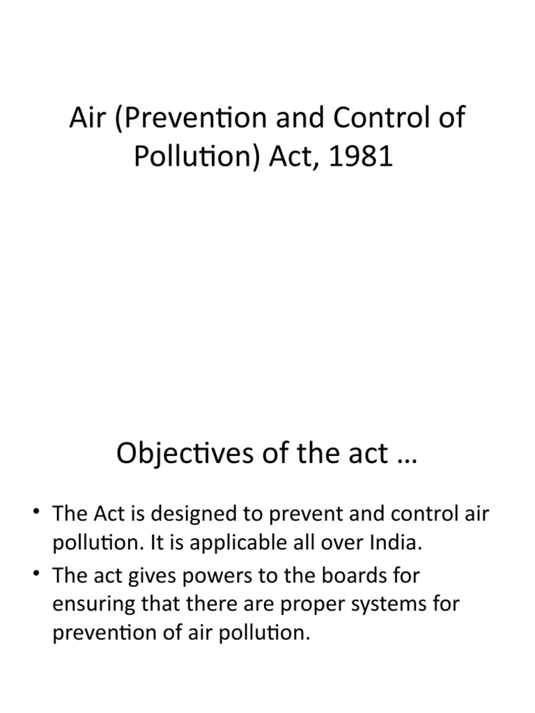Air (Prevention and Control of Pollution) Act, 1981 | PDF | Air ...