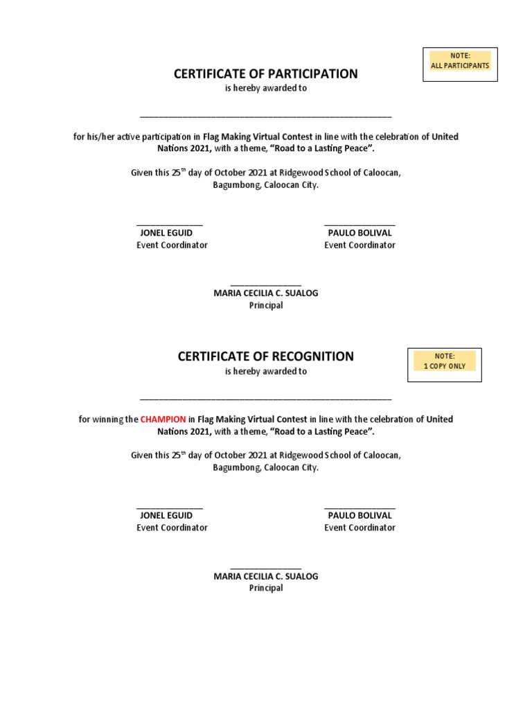 Ridgewood School certificate awards | PDF | United Nations ...