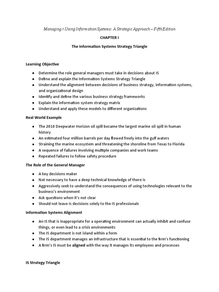 The Information Systems Strategy Triangle: Managing Using Information ... The Information Systems Strategy Triangle: Managing Using Information ...