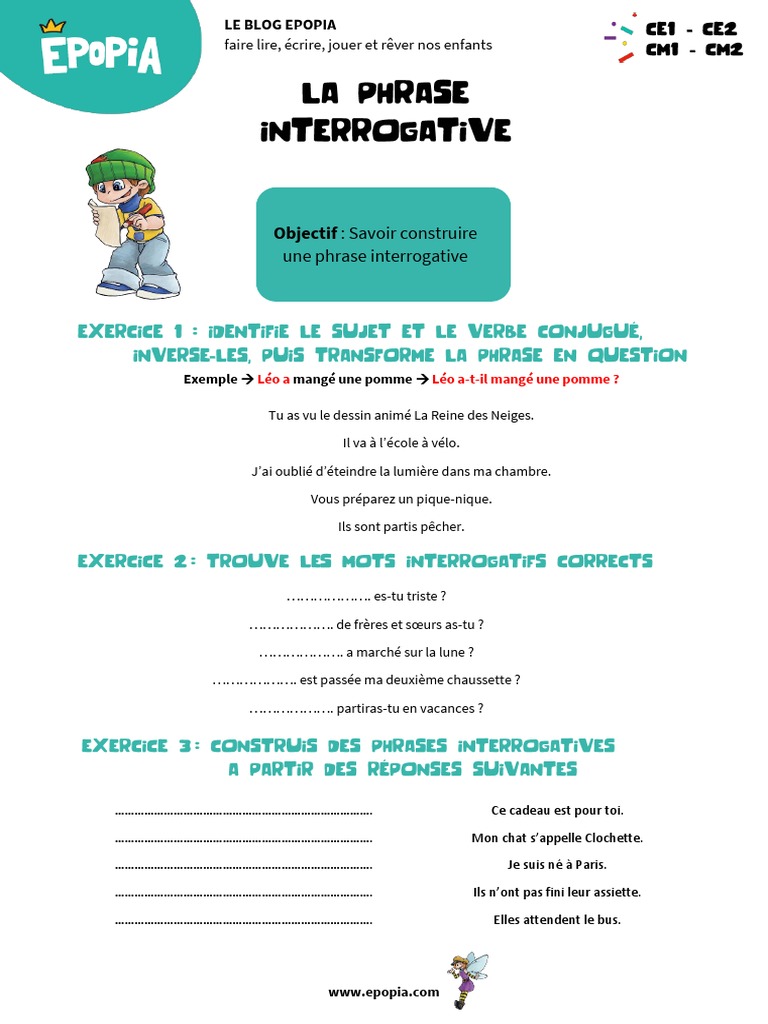 La Phrase Interrogative Ce1 Ce2 cm1 cm2 | PDF