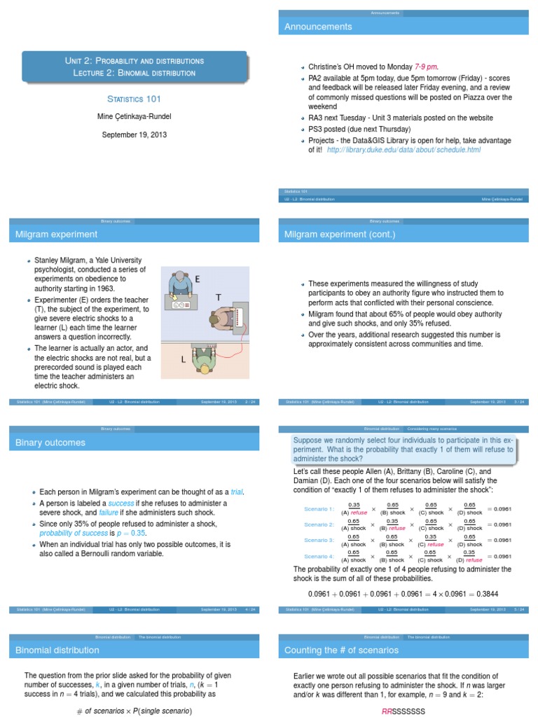 Statistics 101: Announcements | PDF | Probability Distribution ...