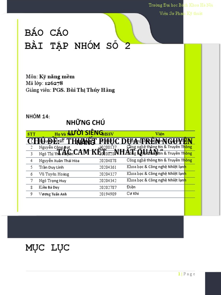 BTN2 - (126278) - Nhóm 14 - Thuyết Phục Dựa Trên Nguyên Tắc Cam Kết Nhất Quán | PDF