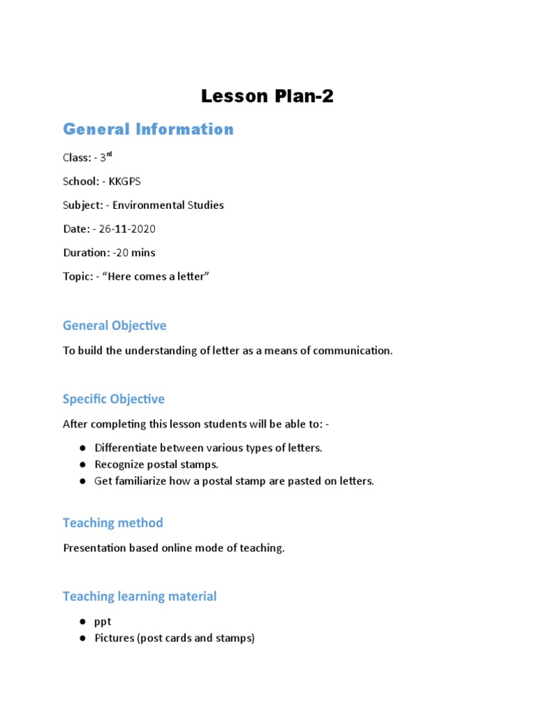 EVS Lesson Plan II | PDF