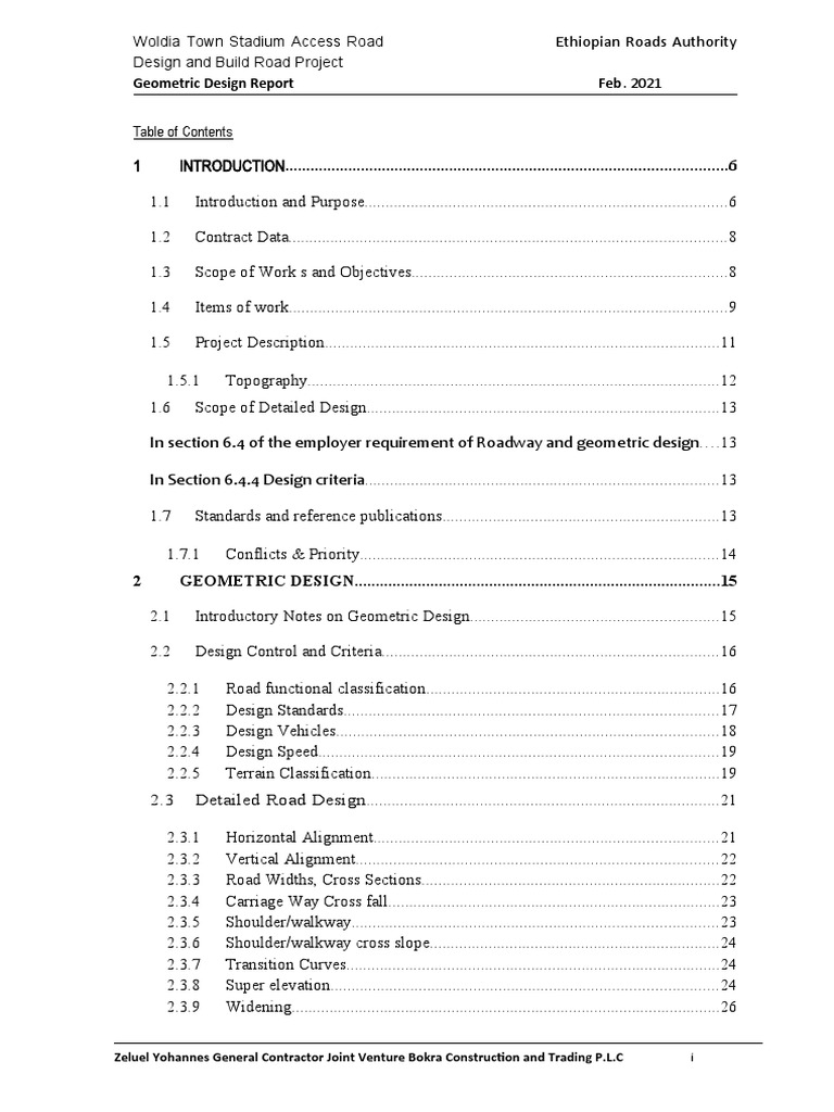 Draft Geometric Design Report | PDF | Road | Transport