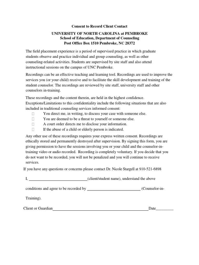 Consent To Record Client Contact | PDF
