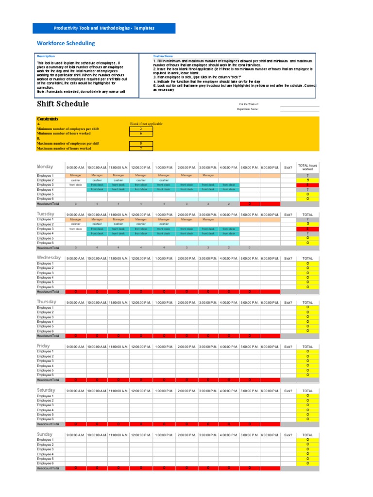 Work Schedule Template 11 | PDF