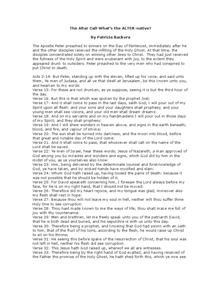 The ALTER-native To Church Altar Calls | PDF | Saint Peter | Altar