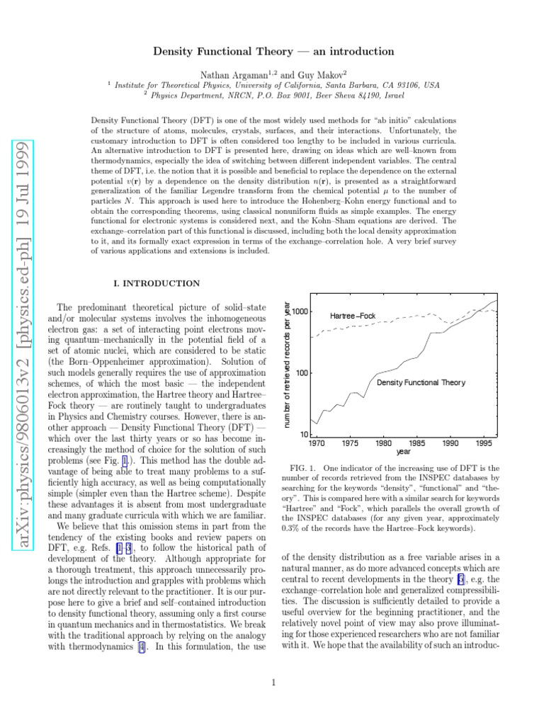 Density Functional Theory - An Introduction | PDF | Density Functional Theory | Scientific Theories