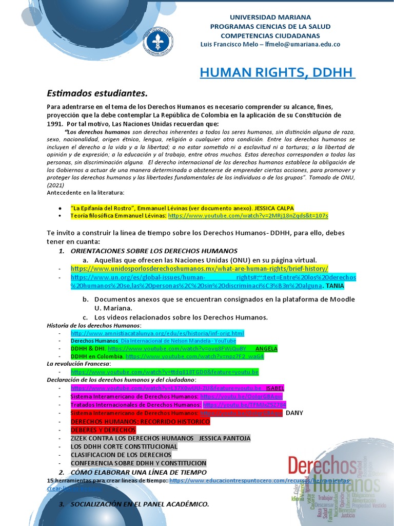 DDHH. Ficha de Trabajo. | PDF | Derechos humanos | Libertad