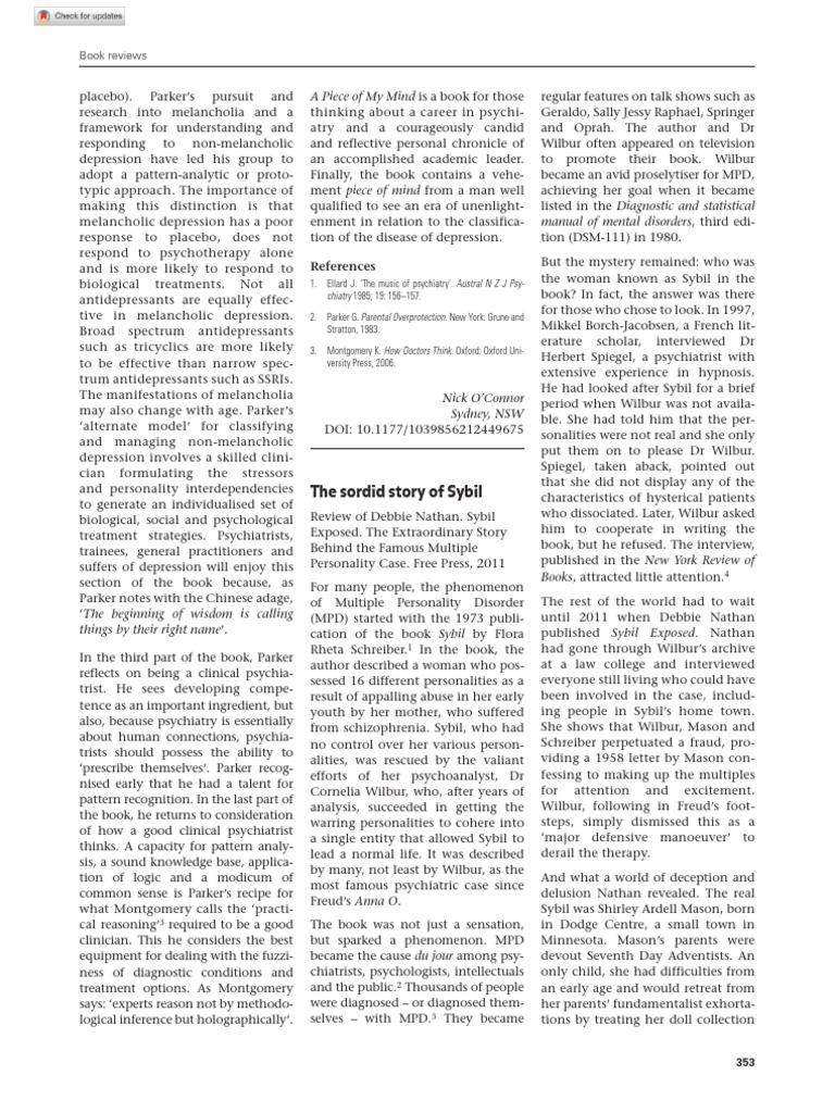 Book Review The Sordid Story of Sybil | PDF | Major Depressive Disorder ...