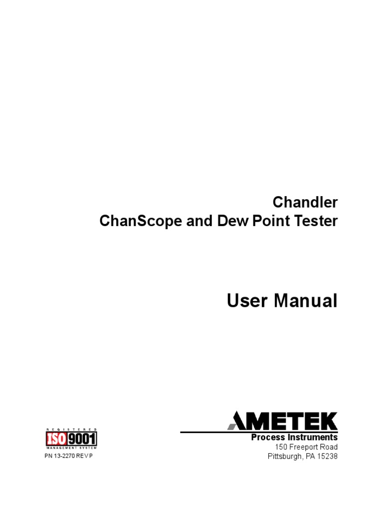 User Manual METEK - Chandler Chanscope and Dew Point Tester | PDF ...