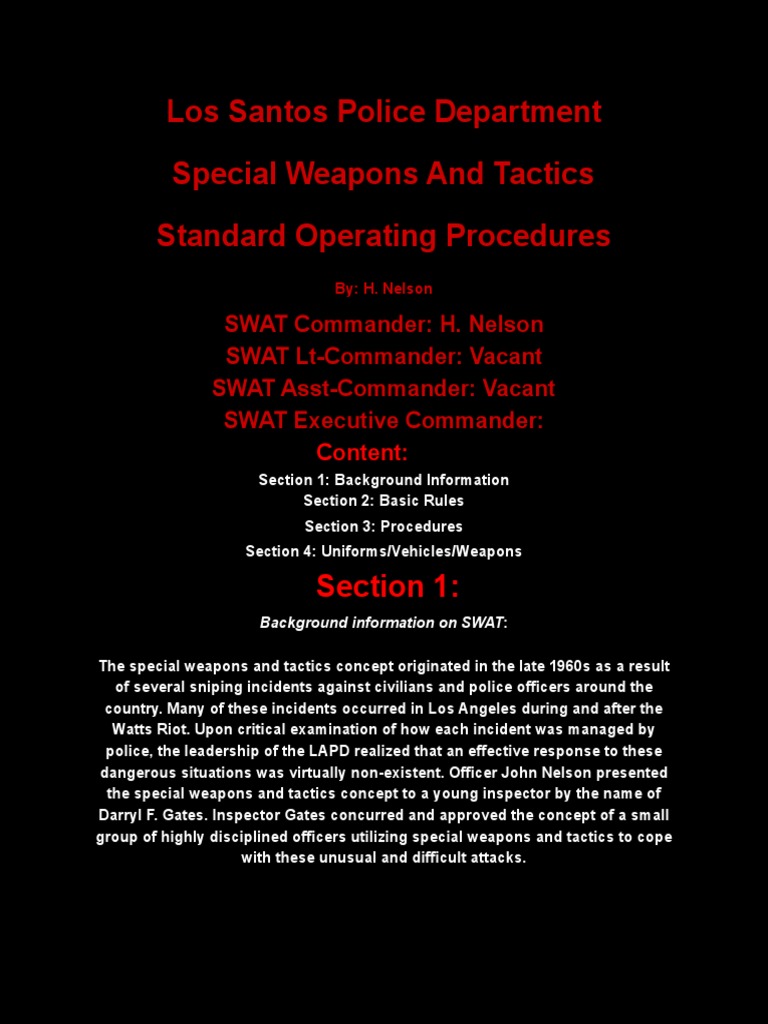S.W.A.T Sop | PDF | Swat | Crimes