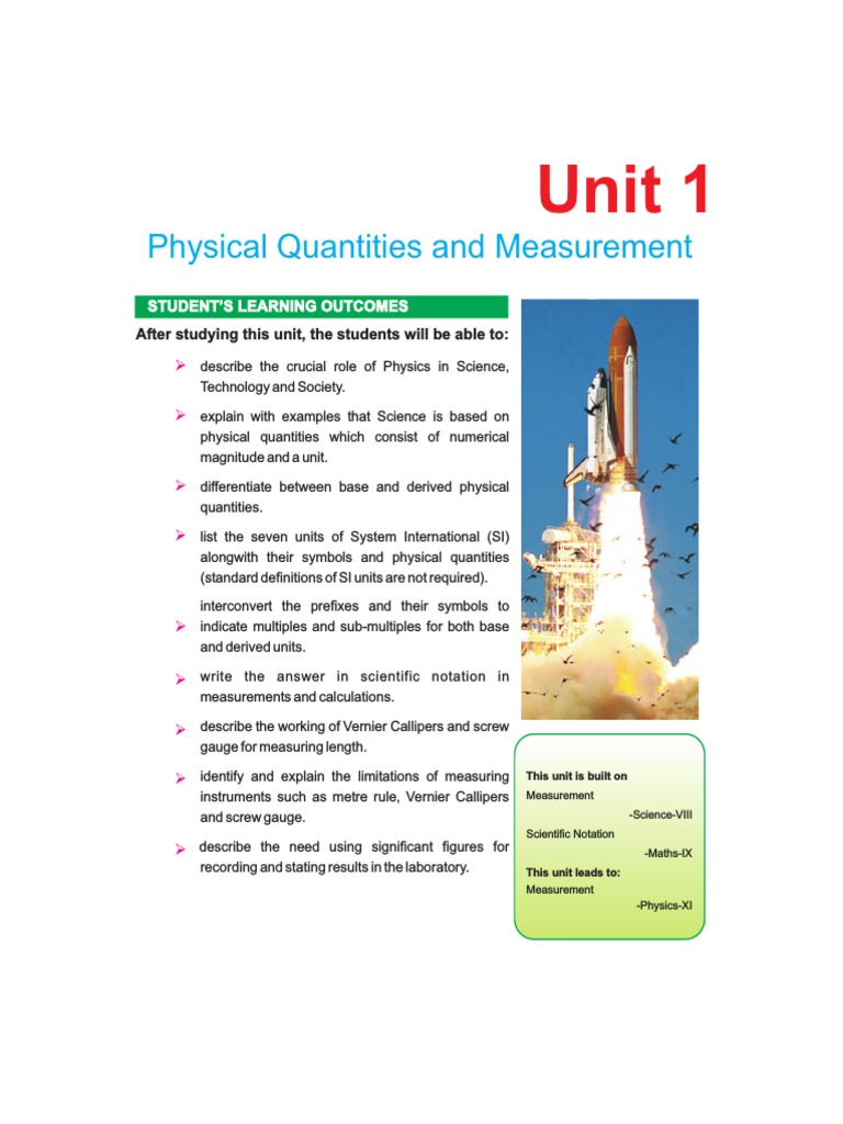 Unit 1: Physical Quantities and Measurement | PDF | International ...