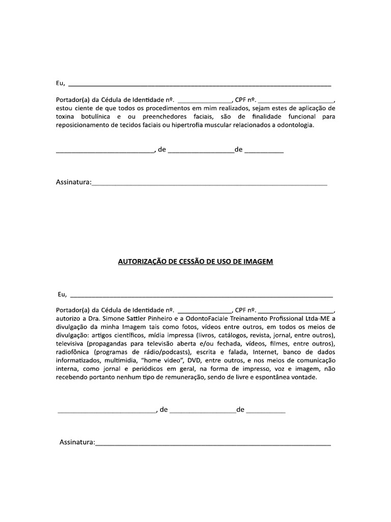 Termo De Autorizacao De Cessao De Uso De Imagem Pdf