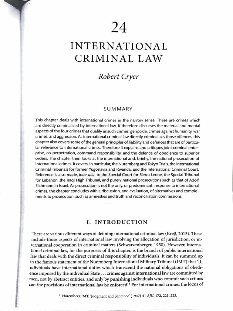 Cryer - International Criminal Law | PDF | Genocides | Crimes Against Humanity