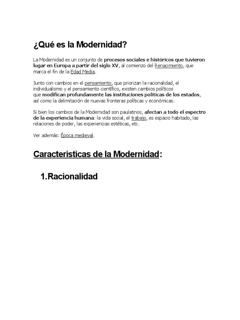 Qué Es La Modernidad | PDF | Modernidad | Estado nacional