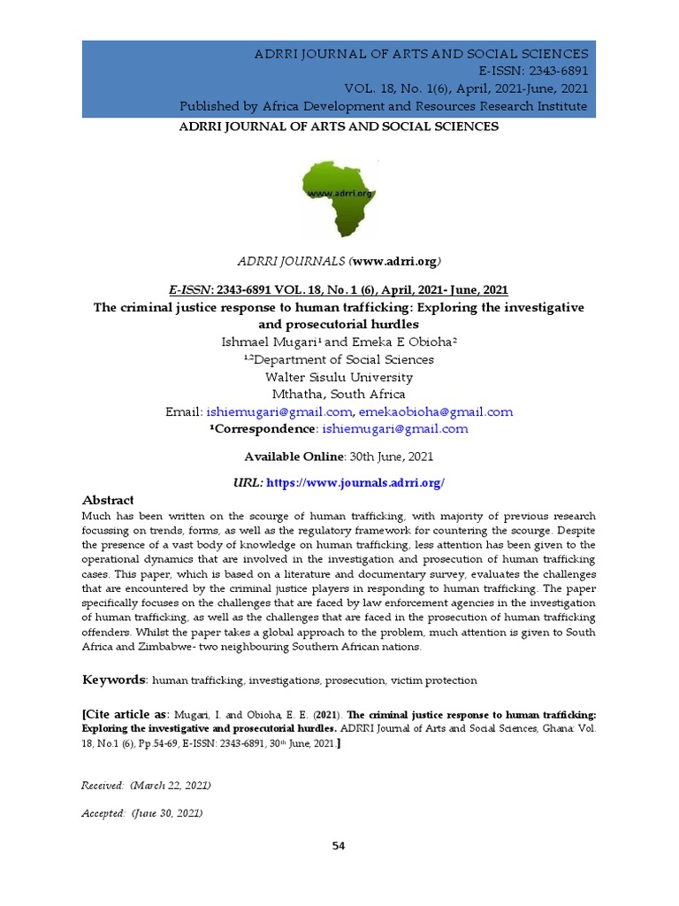 The Criminal Justice Response To Human Trafficking: Exploring The ...