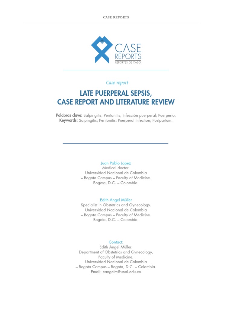 Late Puerperal Sepsis, Case Report and Literature Review | PDF ...