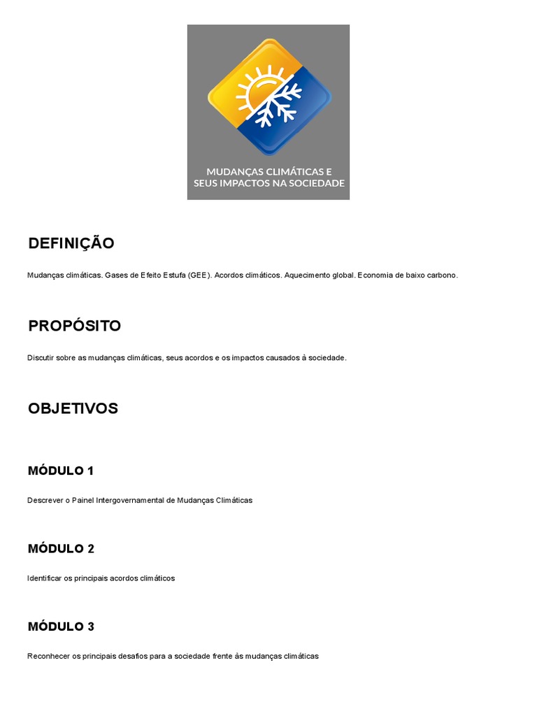 Mudanças Climáticas: Impactos e Acordos | PDF | Aquecimento global e ...