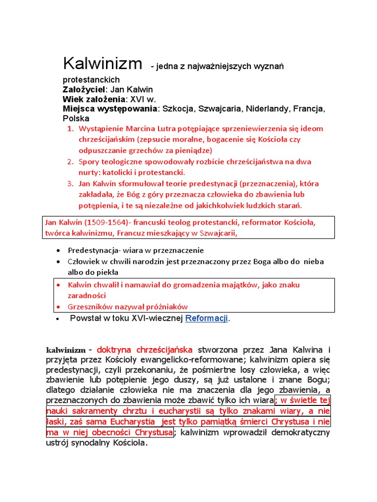 Kalwinizm | PDF