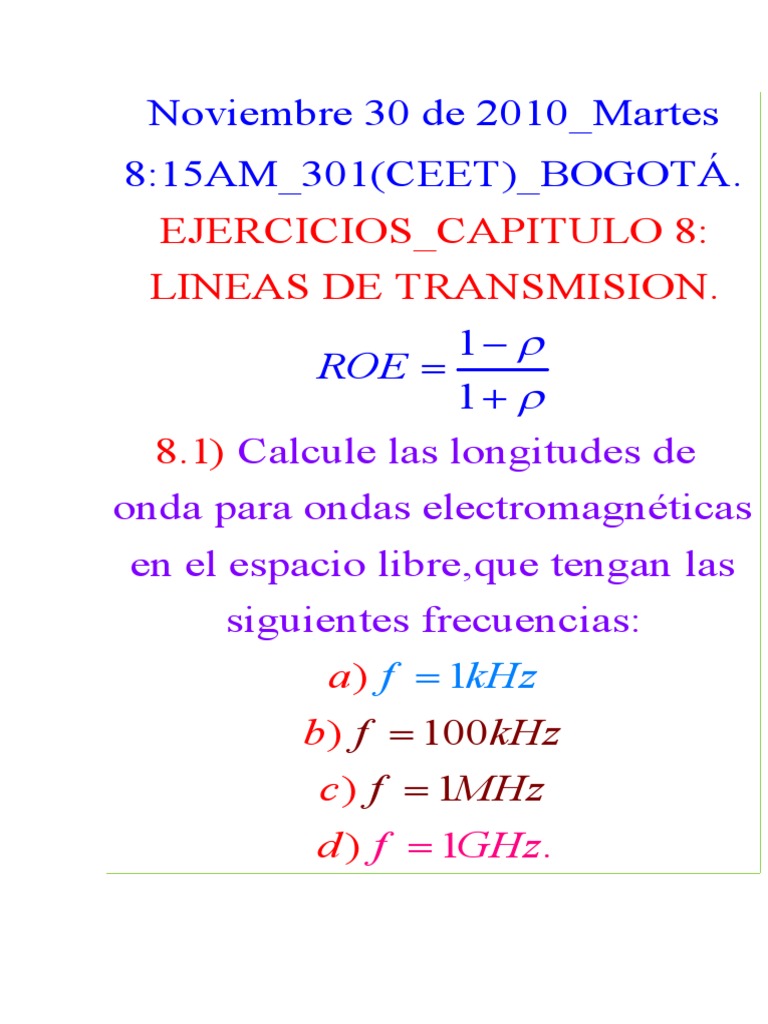 Capitulo 8 Lineas de Transmision | PDF | Olas | Línea de transmisión