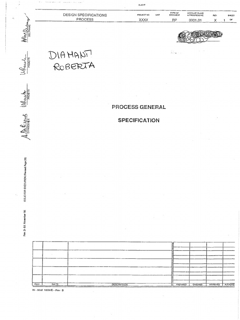 Process General Specification Con Dettagli Interni | PDF