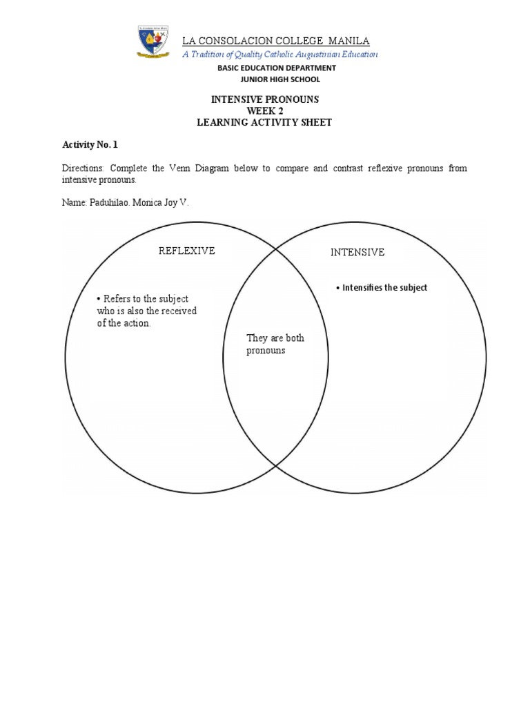 English - Reflexive and Intensive Pronouns | PDF | Career & Growth ...