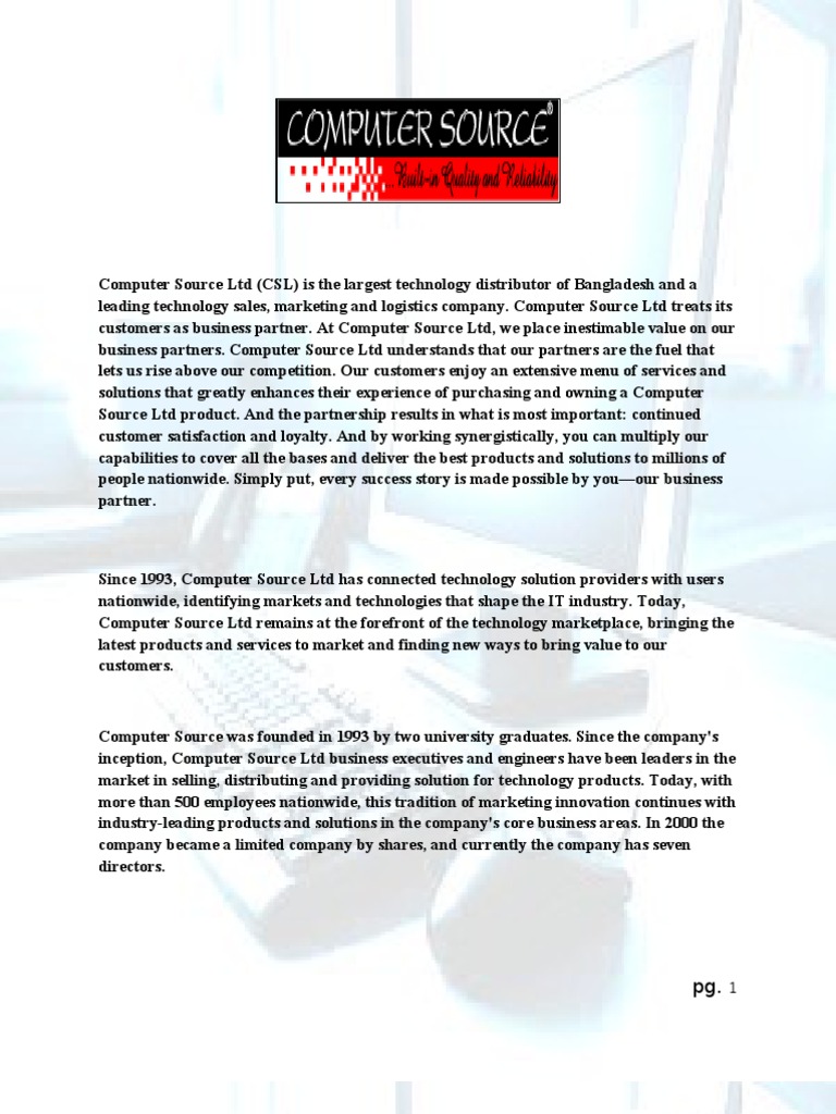 Computer Source Ltd: Bangladesh's Tech Leader | PDF | Personal ...