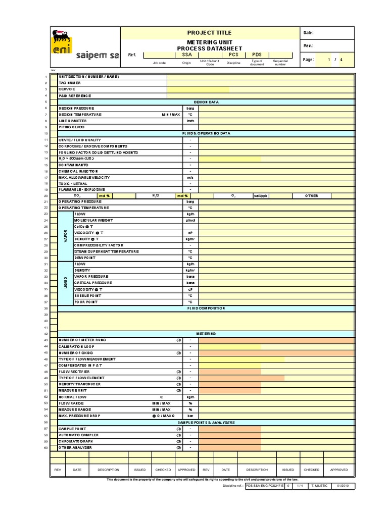 Project Title Metering Unit Process Datasheet: Date: Rev.: Ref. 1 / 4 ...