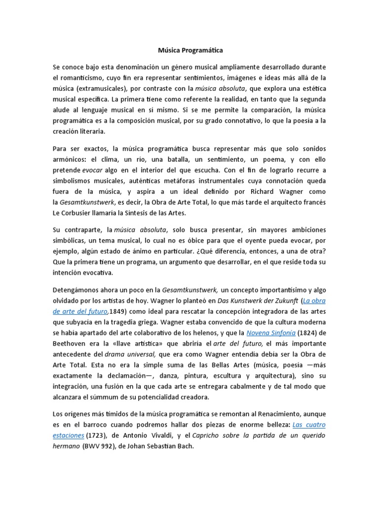 Música Programática Resumen Básico | PDF | Franz Liszt | Richard Wagner