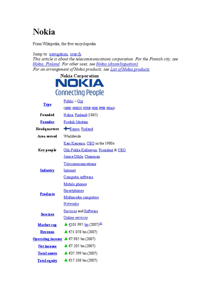 Nokia: Jump To | PDF | Nokia | Telecommunications