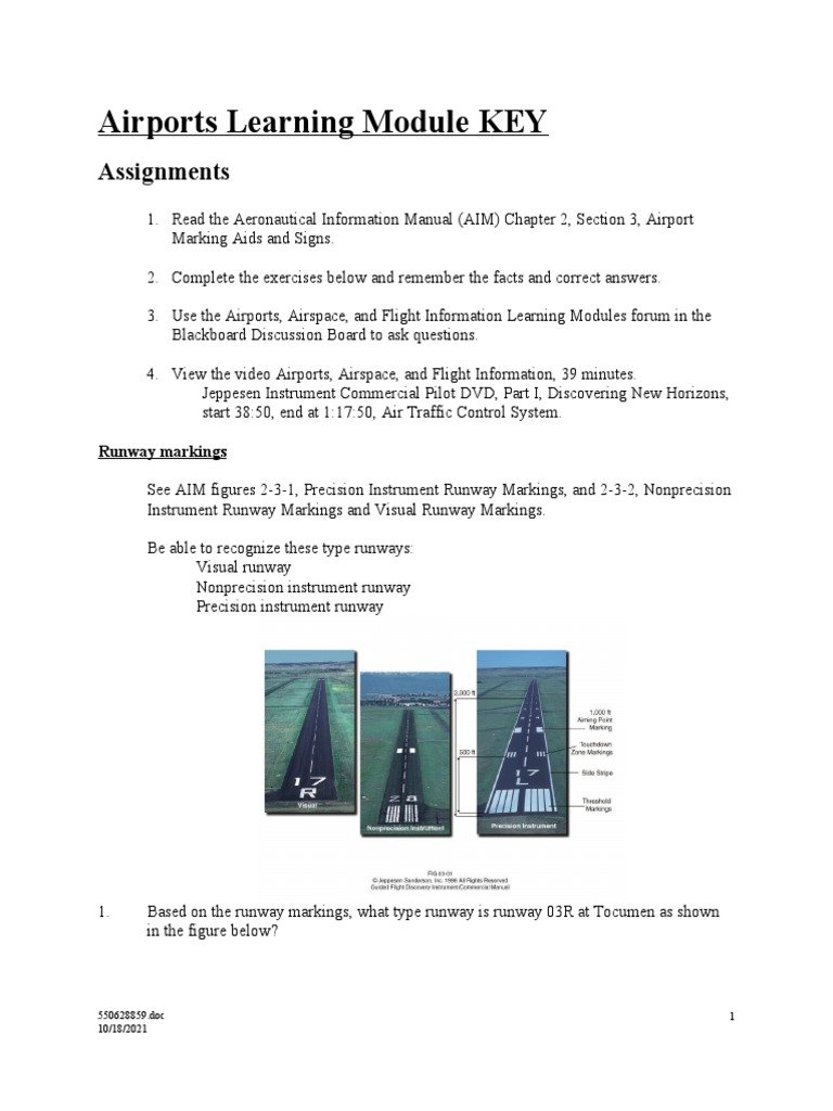 Airports Learning Module Key | PDF | Runway | Aerospace Engineering
