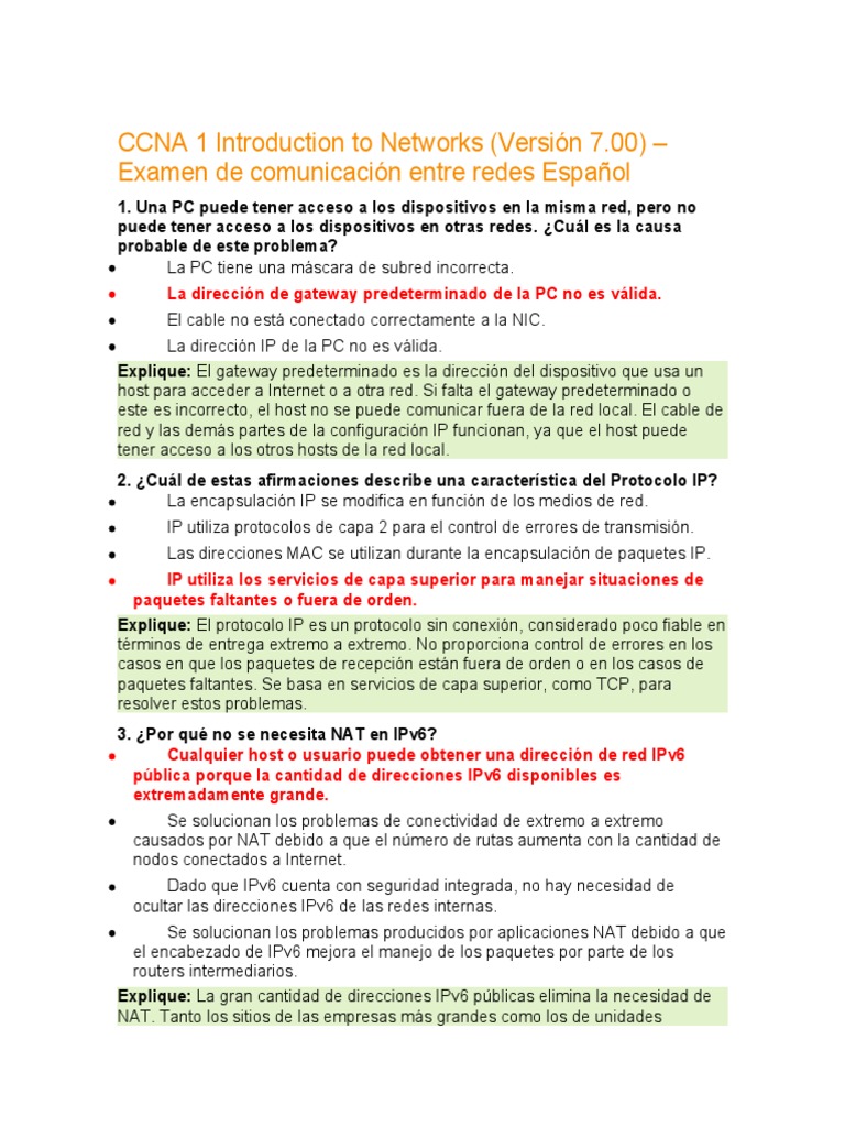 Módulos 8 Al 10 Preguntas y Respuestas | PDF | Protocolos de internet | Enrutador (Computación)