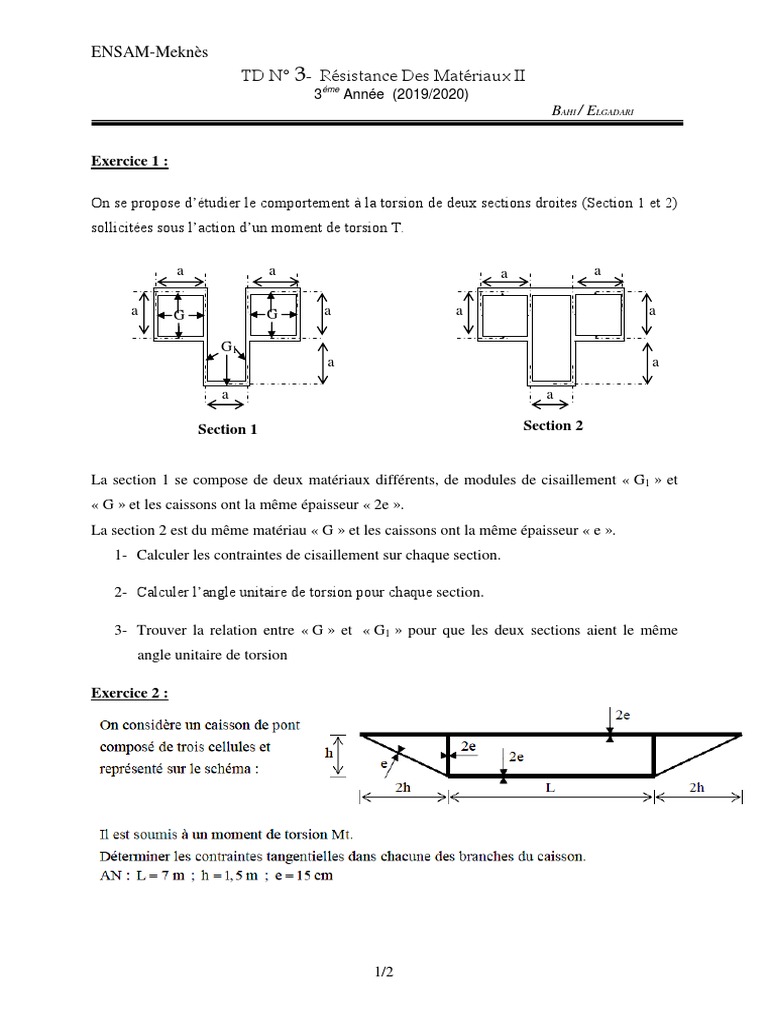 td3 RDM II | PDF | Résistance des matériaux | Contrainte de cisaillement