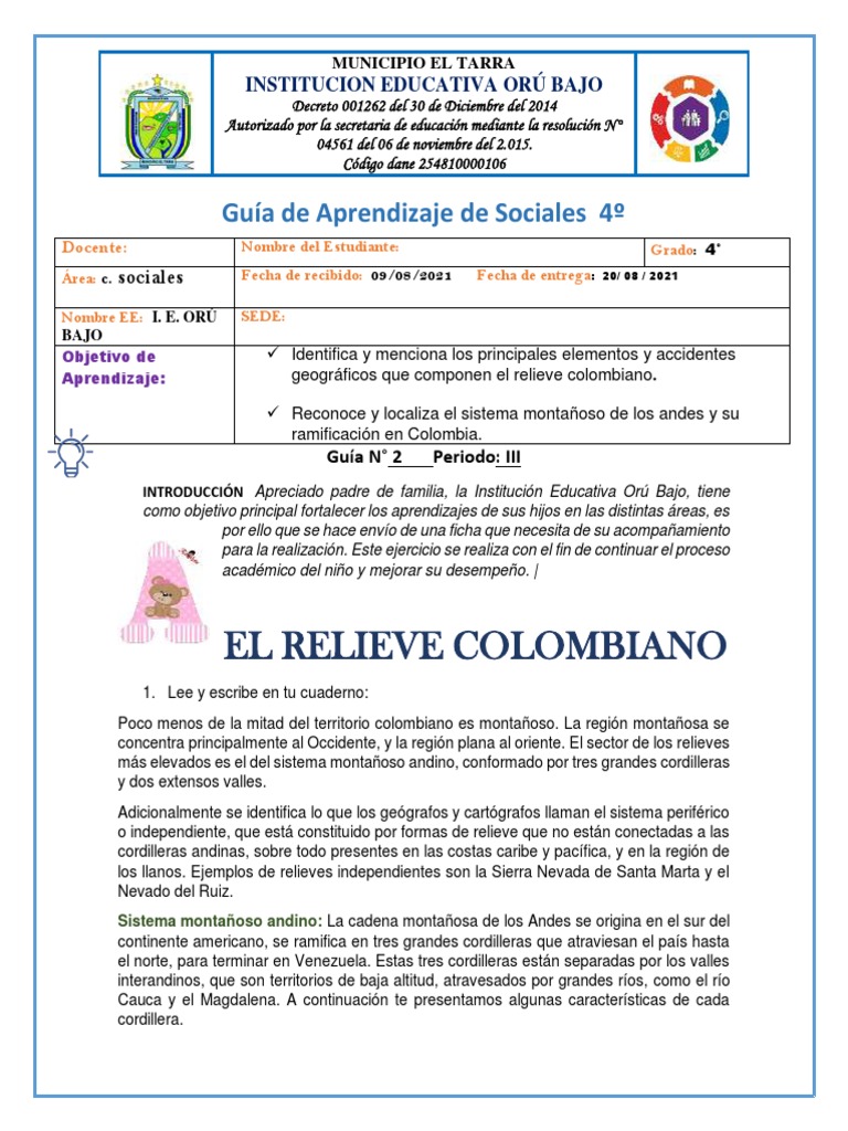 Guia Cuarto #2 Tercer Periodo | PDF | Internet | Andes