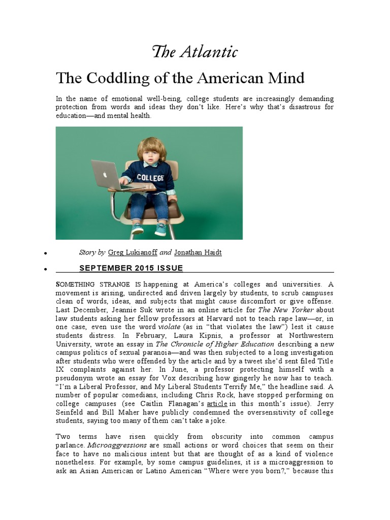 The Coddling of The American Mind | PDF | Cognitive Behavioral Therapy ...
