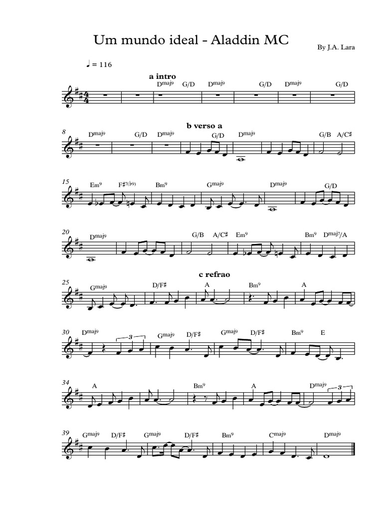Um Mundo Ideal - Aladdin MC - Full Score | PDF