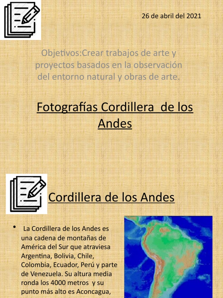 Actividades sobre la Cordillera de los Andes | PDF