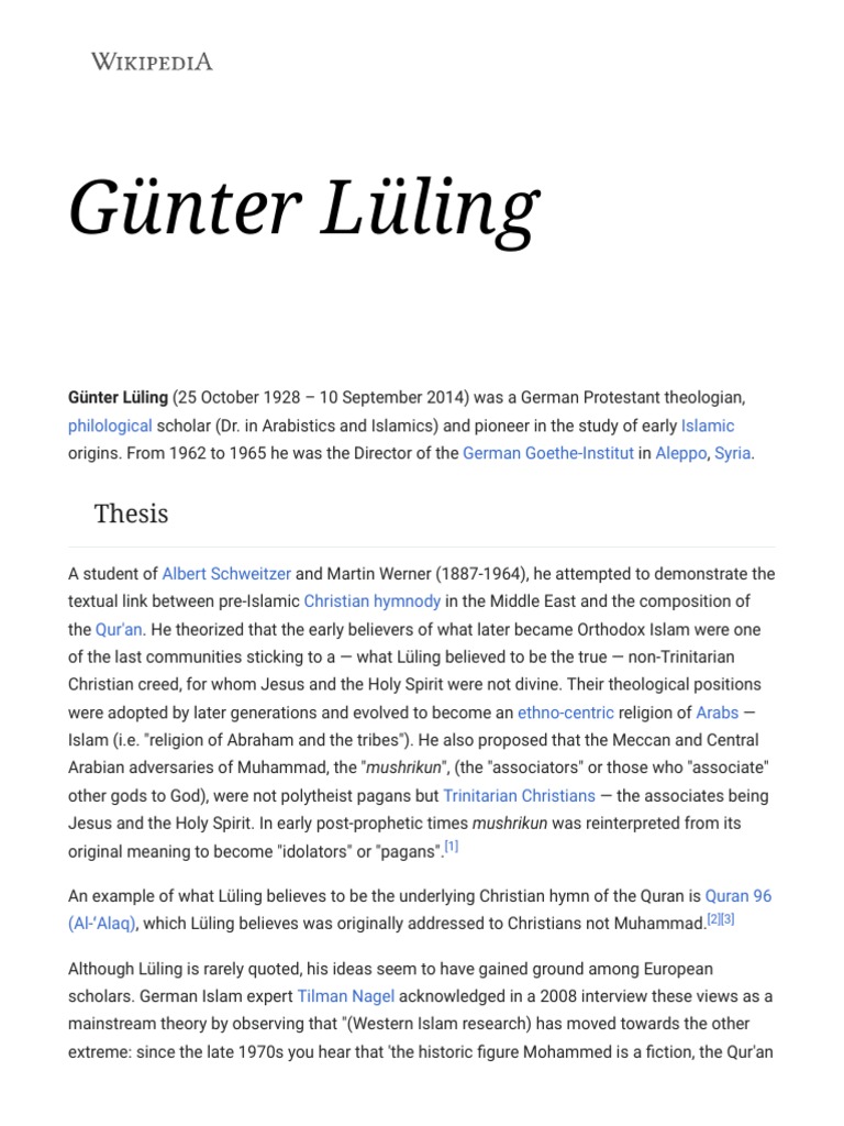 Günter Lüling - Wikipedia | PDF | Abrahamic Religions | Religious Faiths