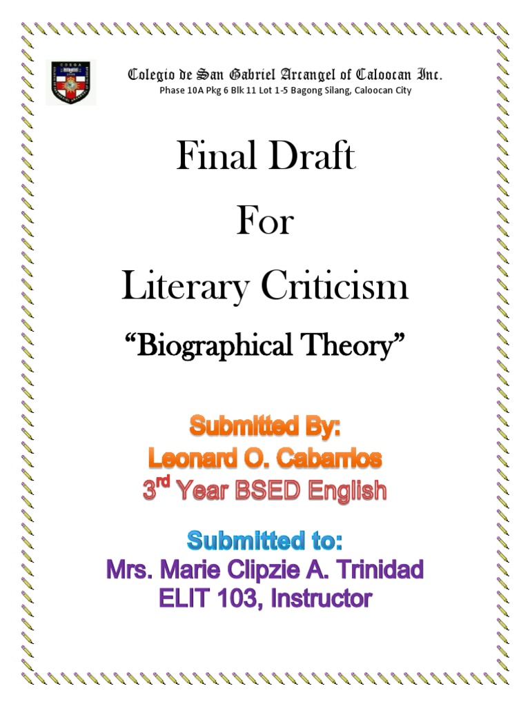 Literary Criticism-Biographiical Theory | PDF | Biography