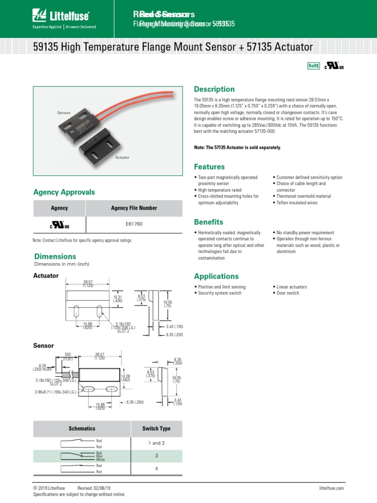 Littelfuse Reed Sensors 59135 Datasheet - pdf-934411 | PDF | Switch ...