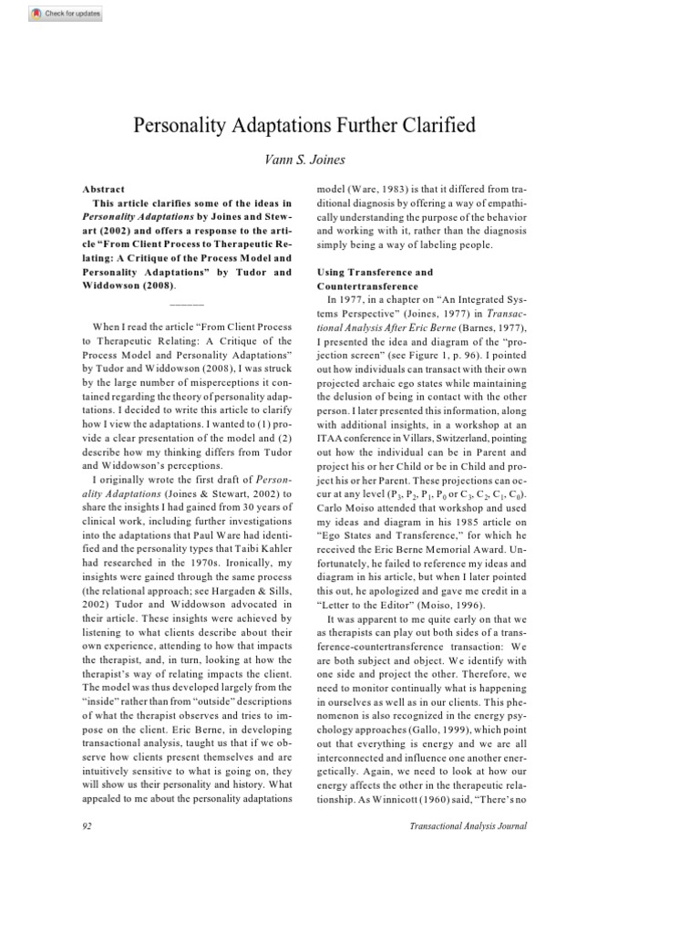Clarifying Personality Adaptations | PDF | Narcissism | Psychotherapy