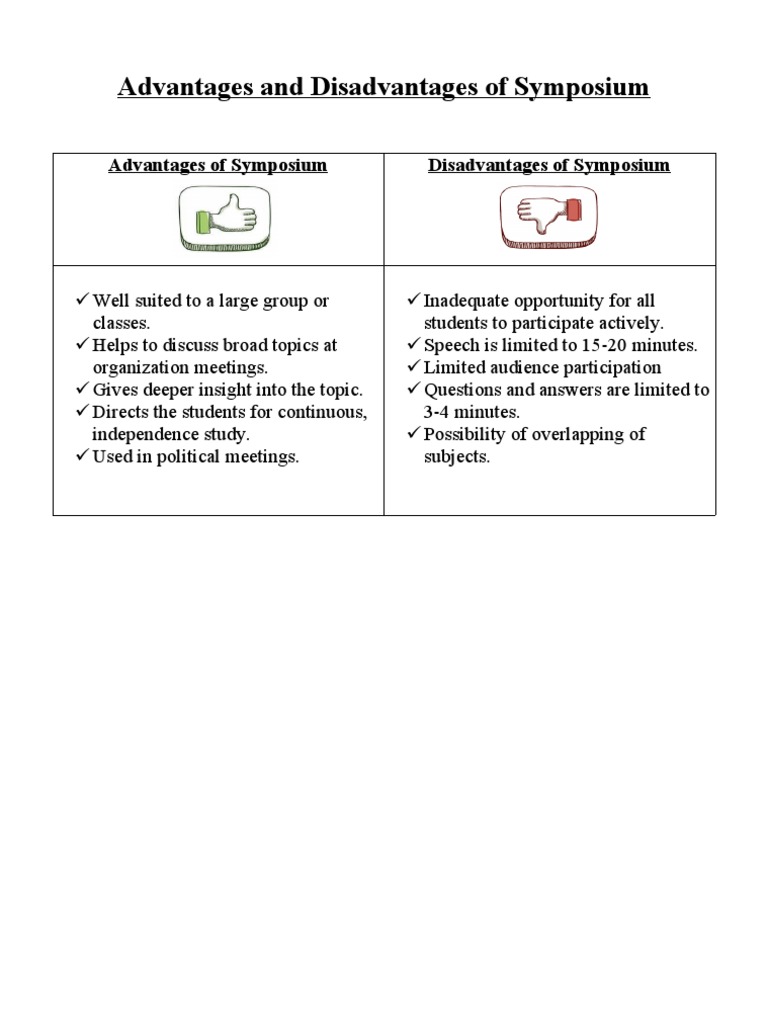 Advantages and Disadvantages of Symposium | PDF