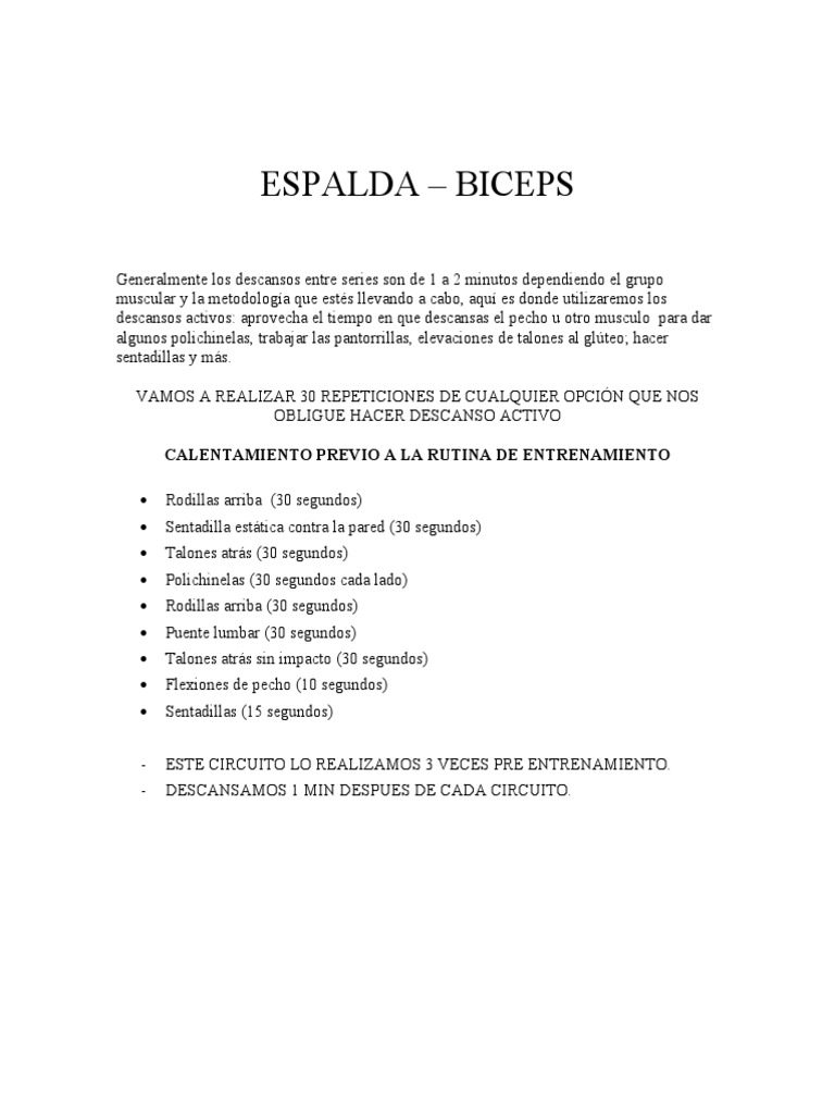 Rutina Espalda y Bíceps | PDF | Anatomía humana