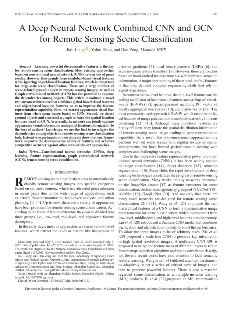 A Deep Neural Network Combined CNN and GCN For Remote Sensing Scene ...